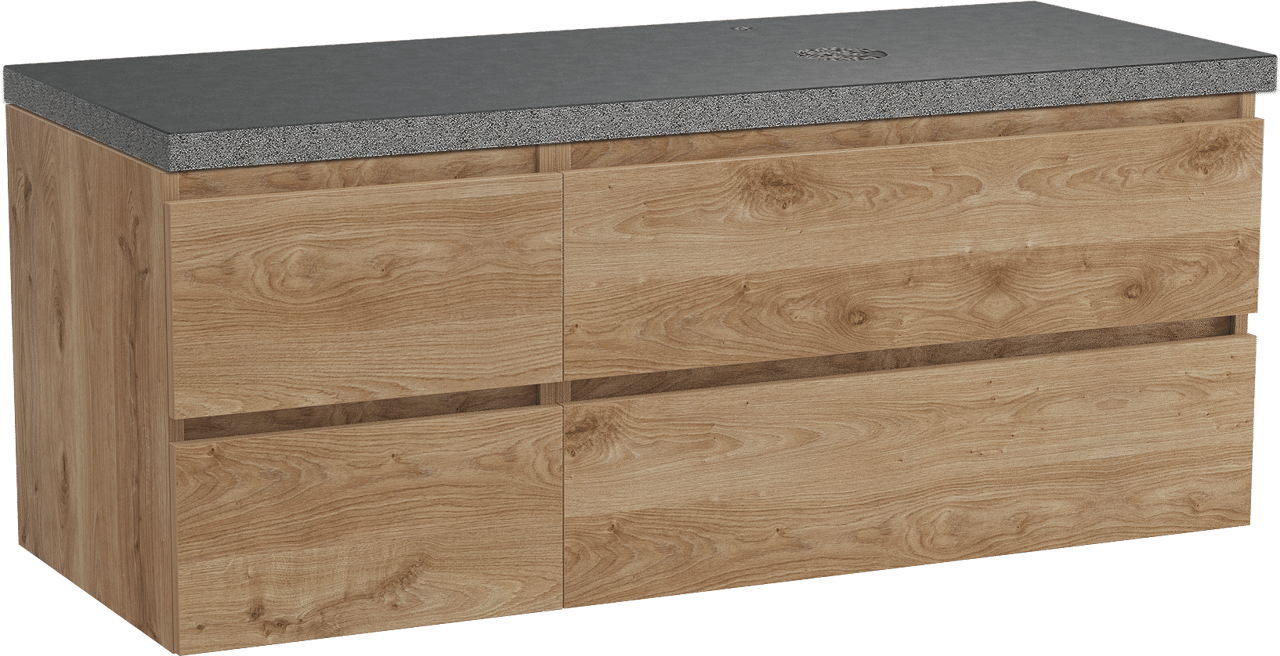 Balmani Lucida zwevend badmeubel 135 x 55,5 cm ruw eiken met Rock ...