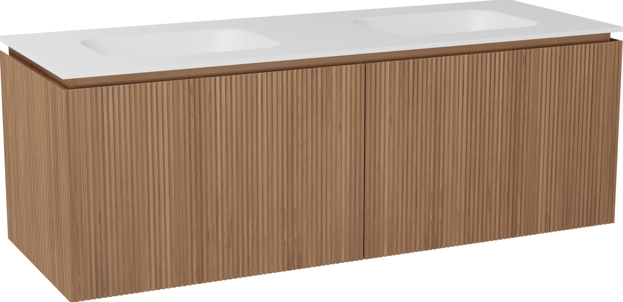 Balmani Eclips zwevend badkamermeubel 150 x 55 cm Teak met Tablo Arcato ...