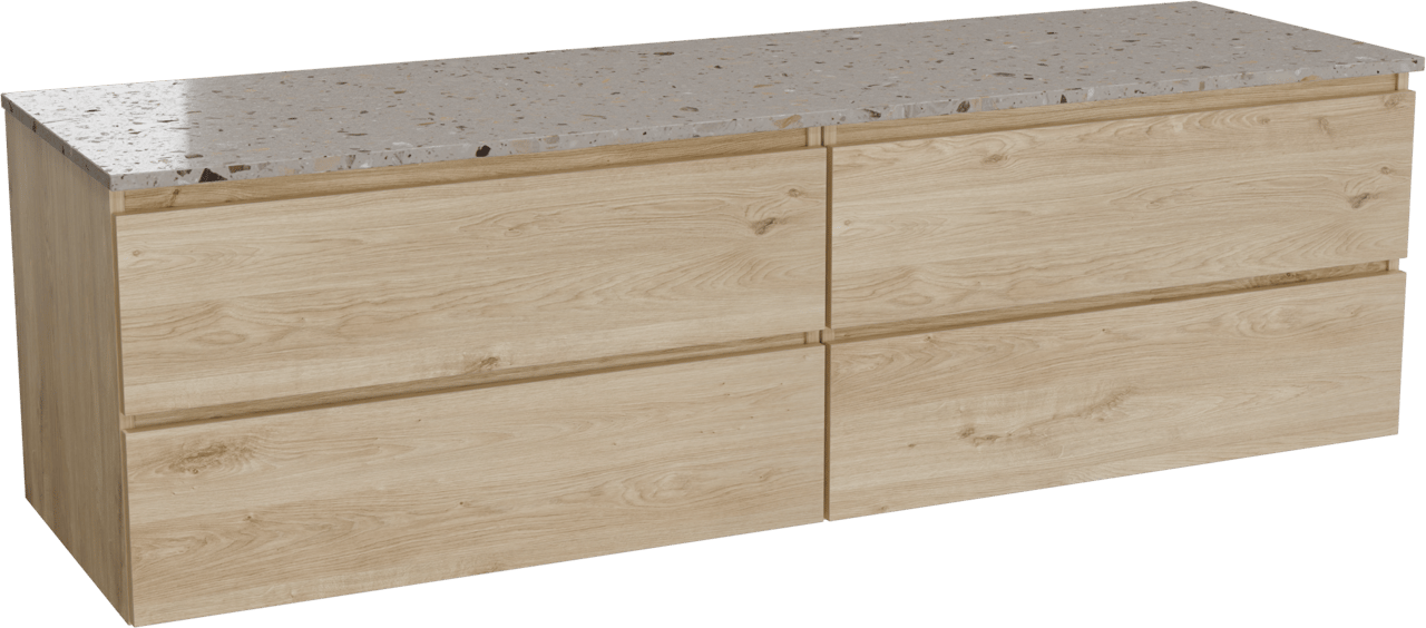 Balmani Lucida zwevend badmeubel 180 x 55 cm ruw eiken met Stretto ...