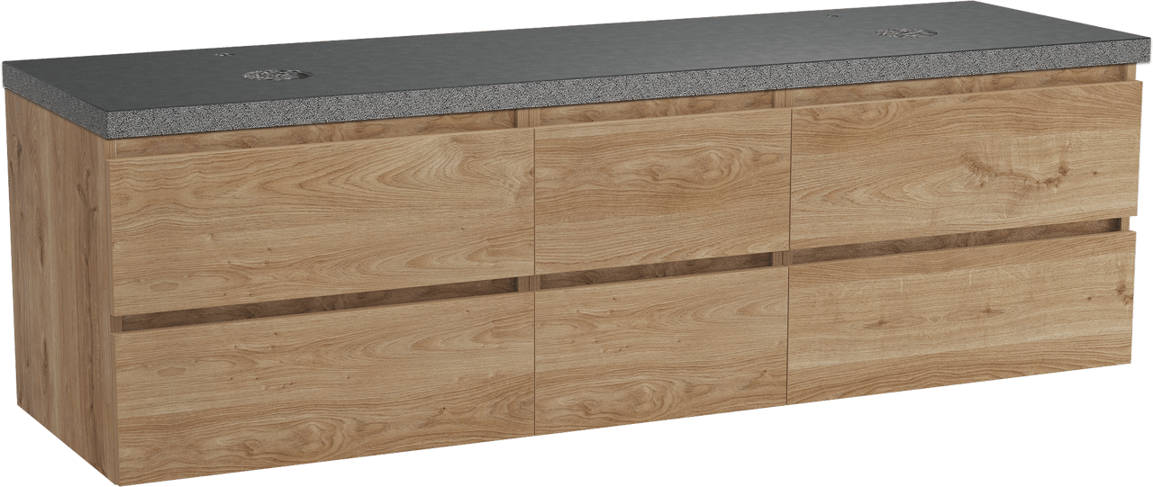 Balmani Lucida zwevend badmeubel 180 x 55,5 cm ruw eiken met Rock ...