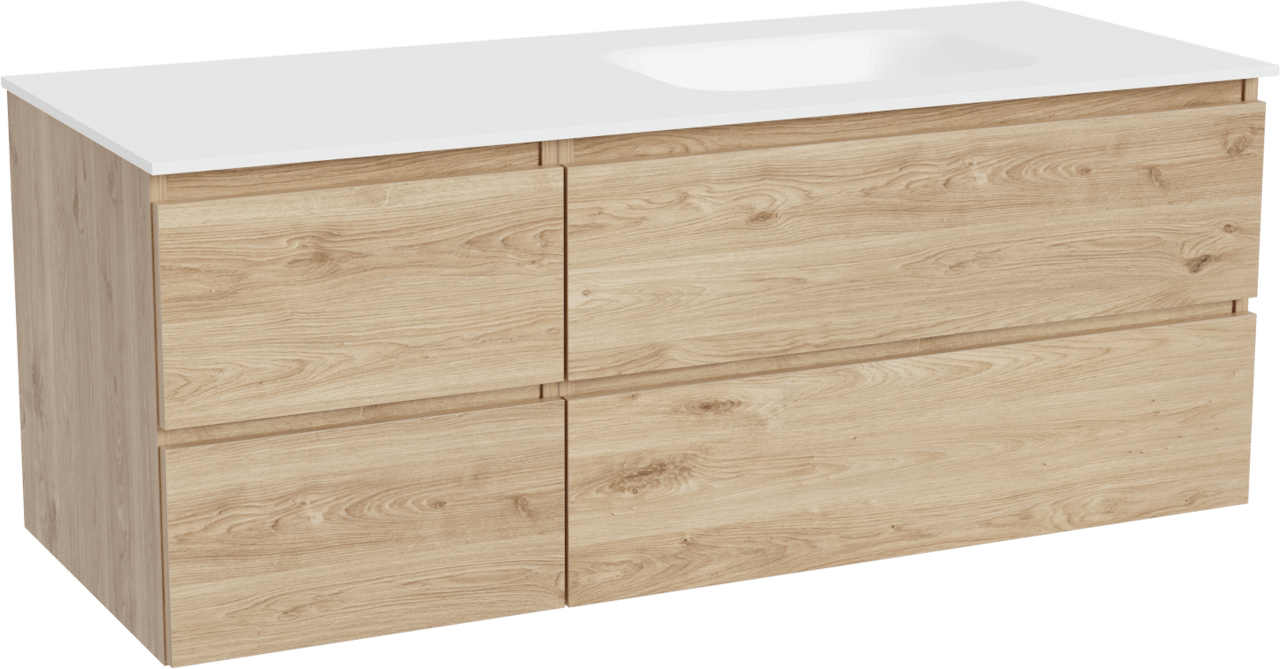 Balmani Lucida zwevend badmeubel 135 x 55,5 cm ruw eiken met Tablo ...
