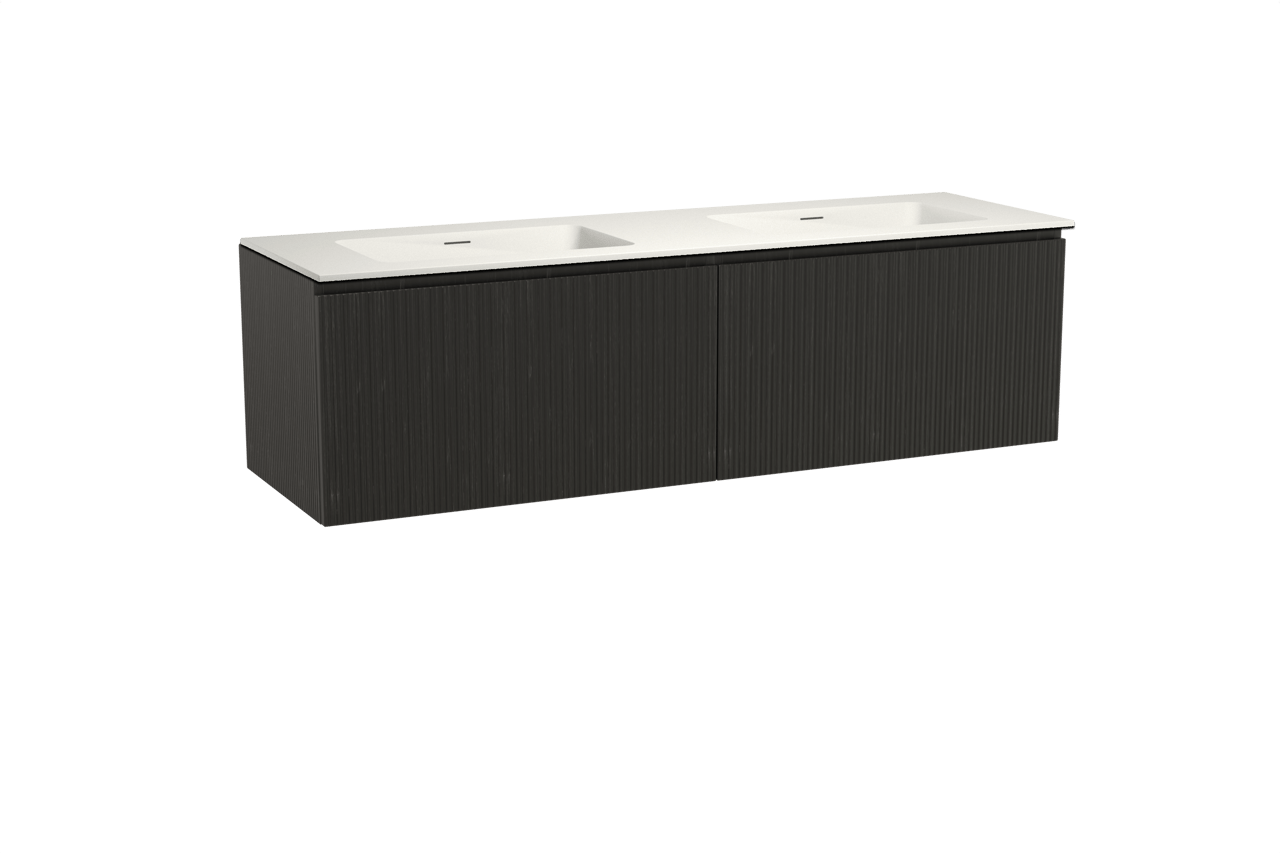 Storke Ribs meuble salle de bains suspendu 170 x 52 cm chêne noir avec ...