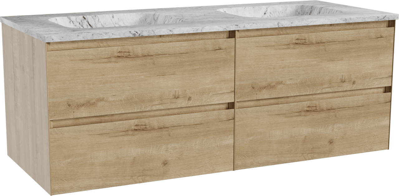 Balmani Mitra zwevend badkamermeubel 135 x 55 cm ruwe eik met Tablo ...