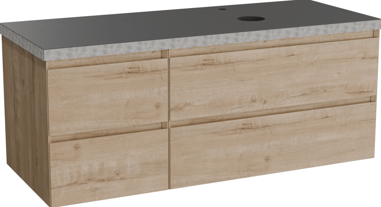 Balmani Mitra zwevend badmeubel 135 x 55 cm ruw eiken met Rock ...