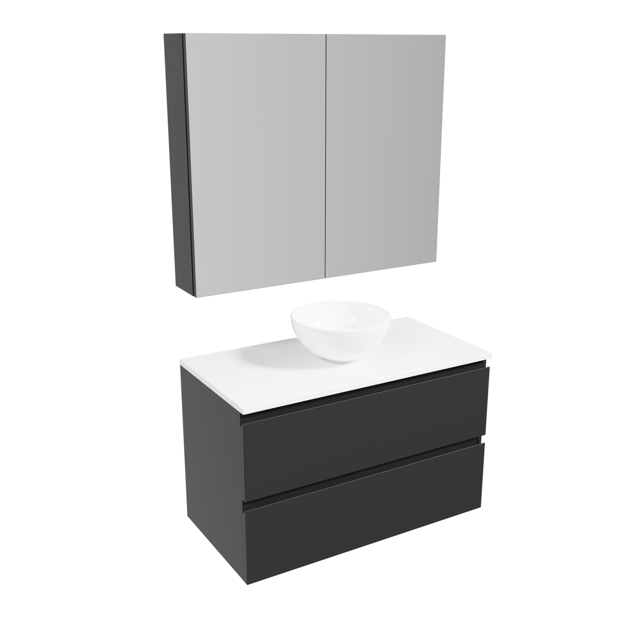 Linie Lado meuble salle de bains suspendu 90 x 46 cm noir mat avec Lado ...