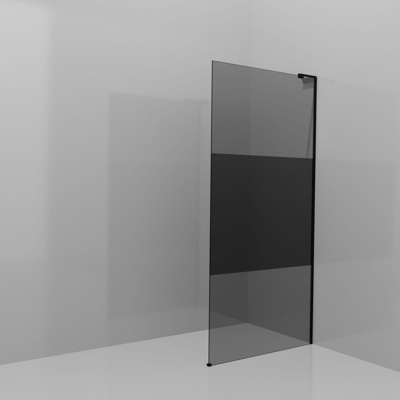 Balmani Modular inloopdouche: 100 x 200 cm, Rookglas met matte strook ...