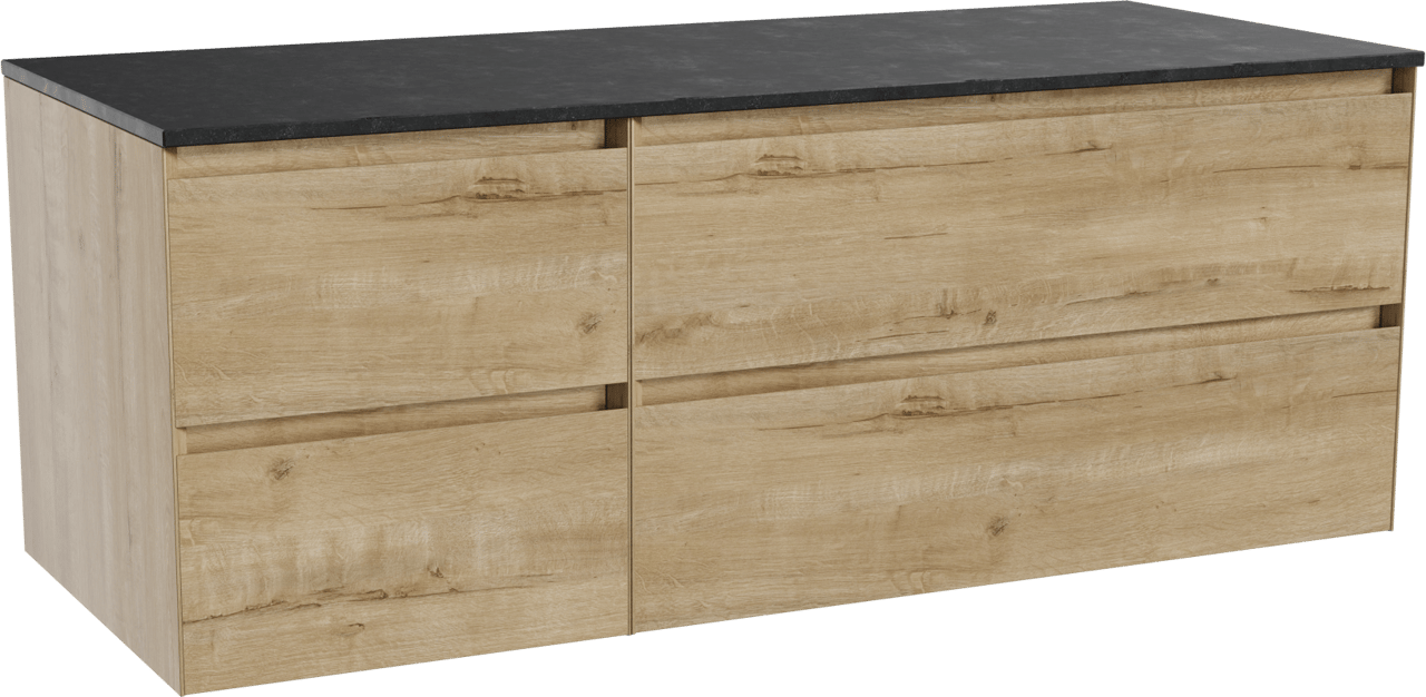 Balmani Mitra zwevend badmeubel 135 x 55 cm ruw eiken met Stretto enkel ...