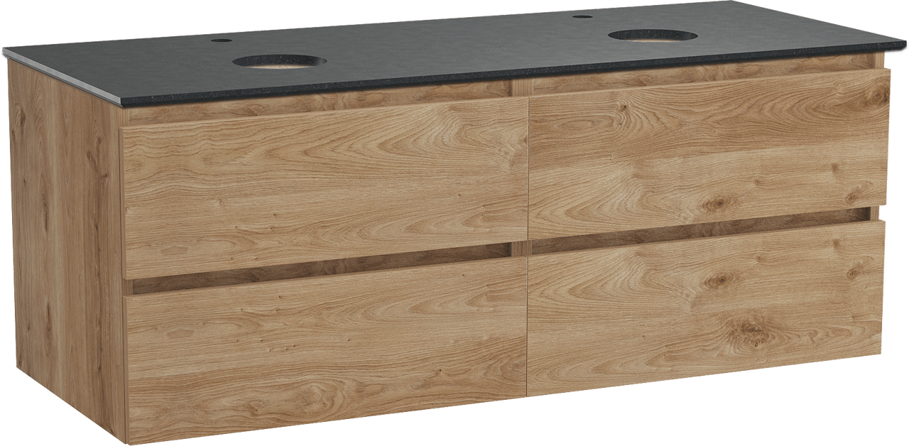 Balmani Lucida zwevend badmeubel 135 x 55,5 cm ruw eiken met Facetta ...